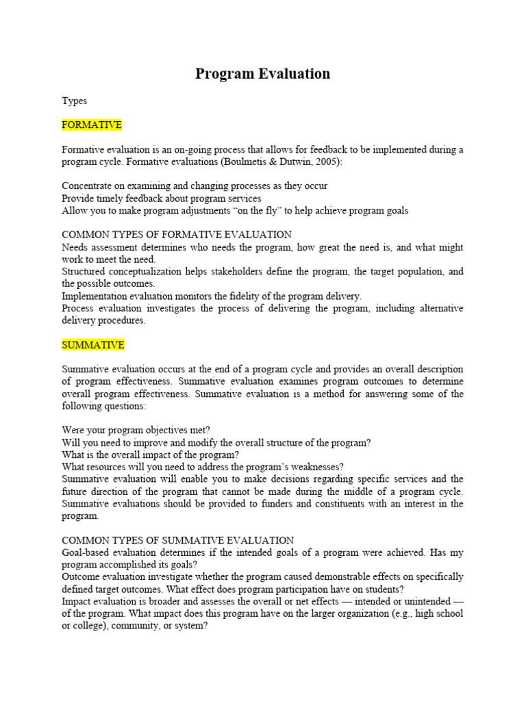 Program Evaluation | PDF | Evaluation | Program Evaluation