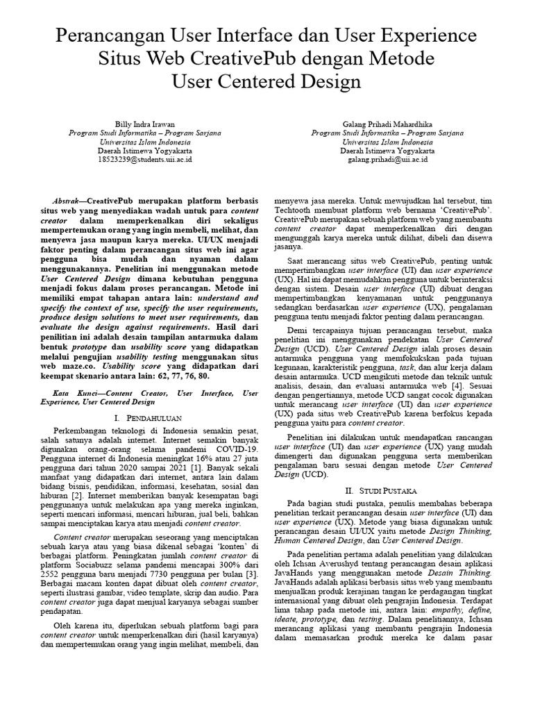Perancangan User Interface Dan User Experience Situs Web CreativePub Dengan Metode User Centered ...