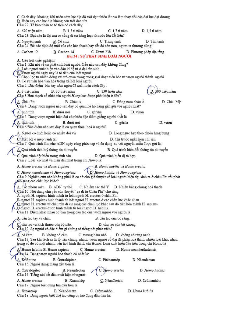Onluyen - VN - Tráº C Nghiá M Sinh Há C 12 Theo Tá NG Bã I (Cã Ä Ã¡p Ã¡n) 2 | PDF
