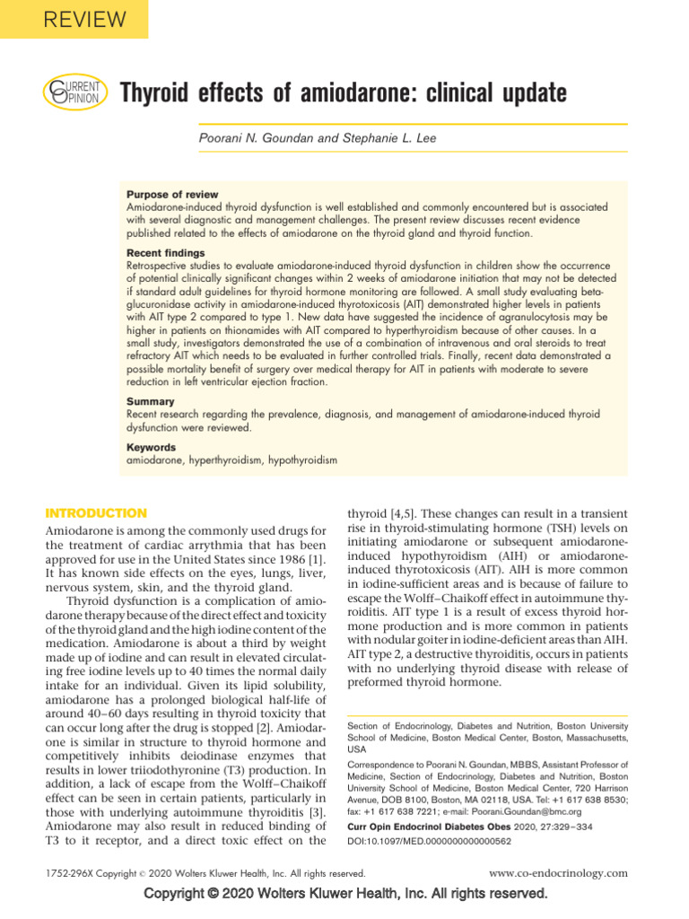 Amiodarone's Impact on Thyroid Function | PDF | Thyroid Disease ...