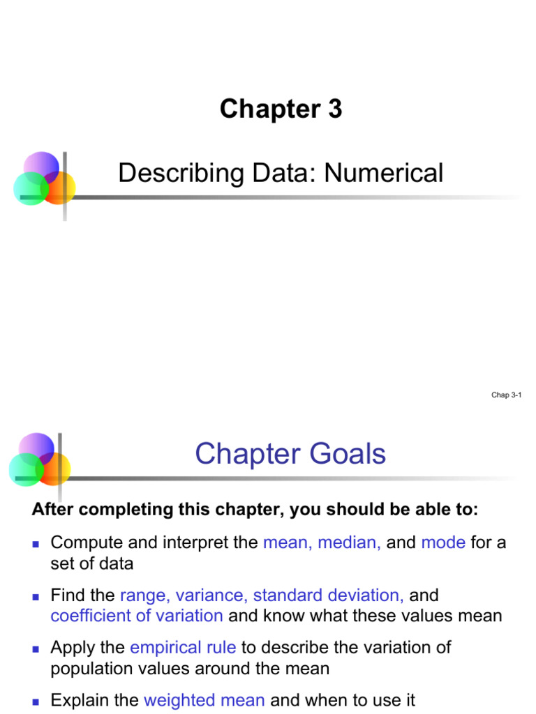 Chap03 - Numerically Describing Data | PDF | Mean | Median