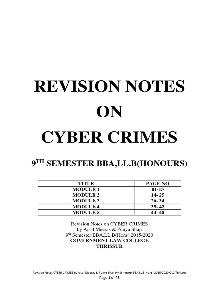 Cyber Crime Notes Ajsal Punya | Download Free PDF | Cryptography | Phishing