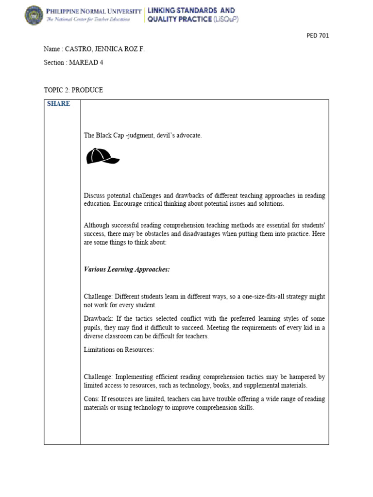 Topic 2 ML-2-SHARE-Reflective-Conversation | PDF | Reading ...