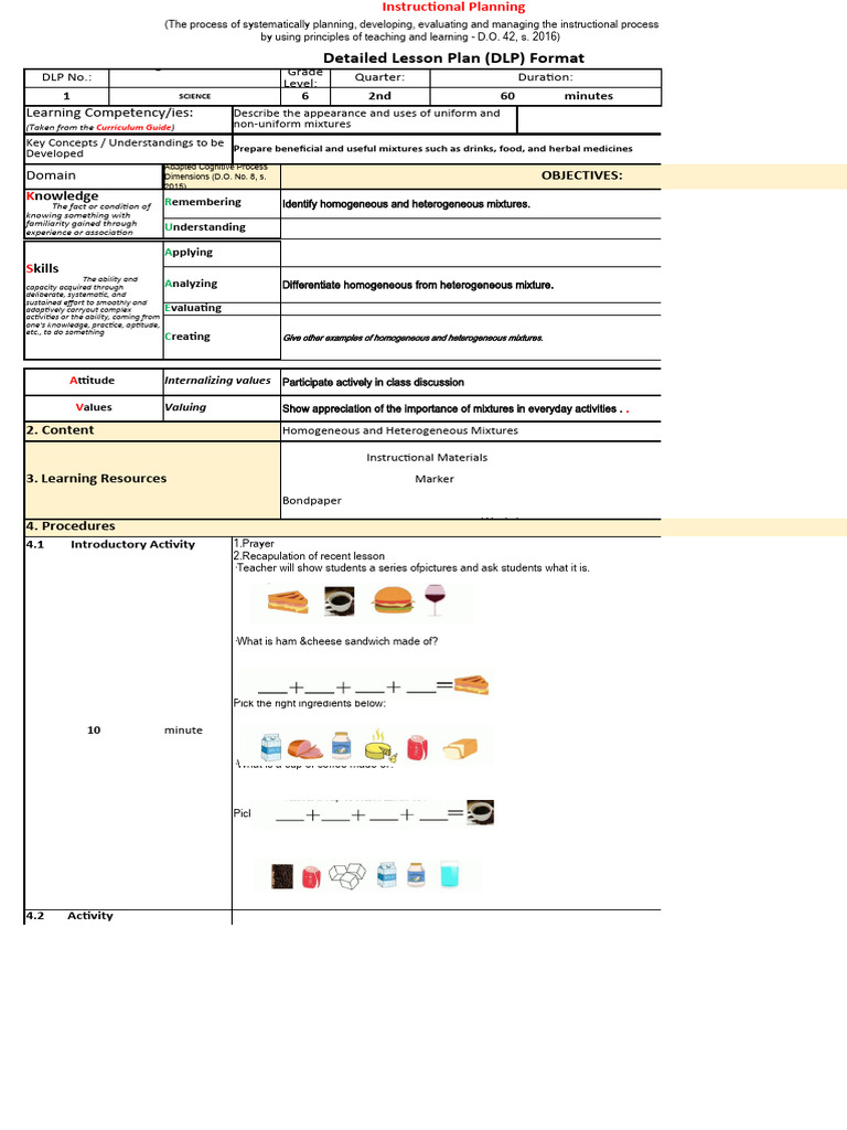 Homogeneous vs Heterogeneous Mixtures Lesson Plan | PDF | Mixture ...