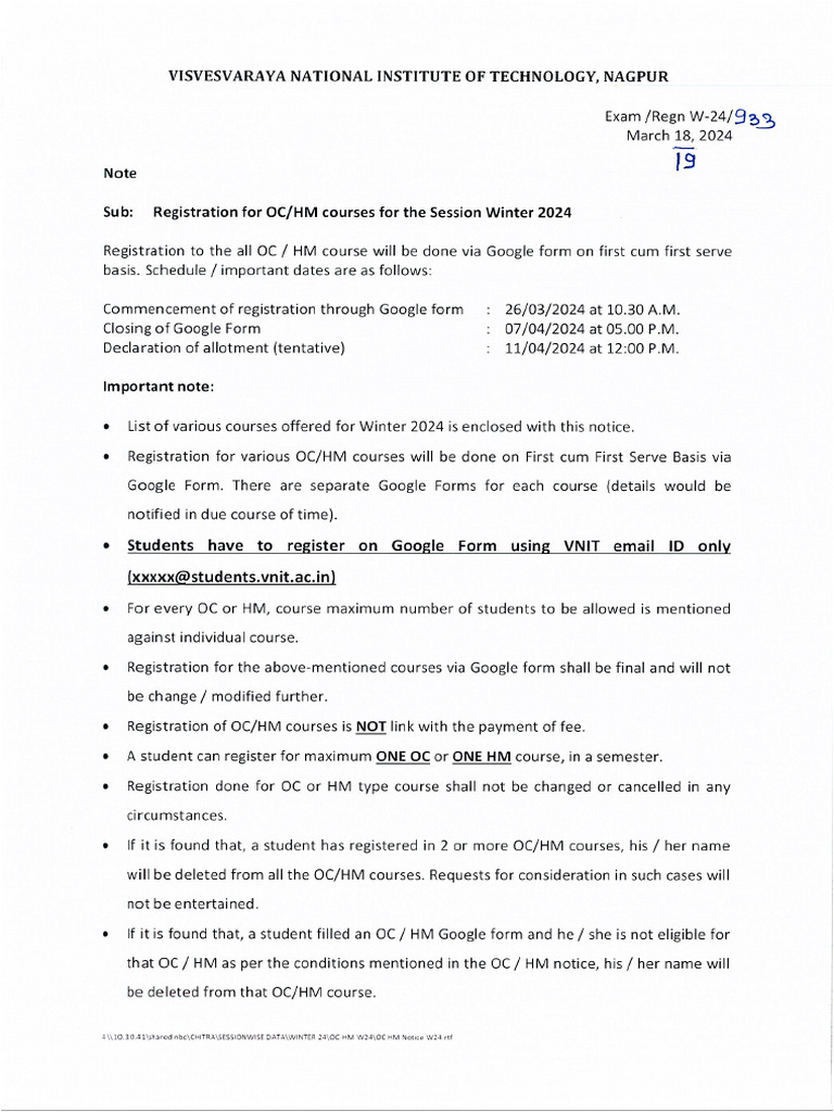 Oc HM Notice Winter 2024 | PDF | Engineering | Science