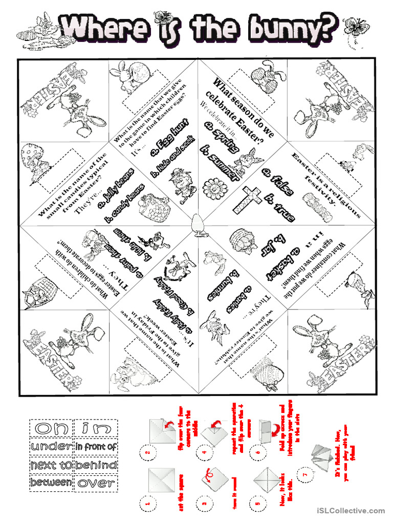 Cootie Catcher - Easter With Prepositions | PDF