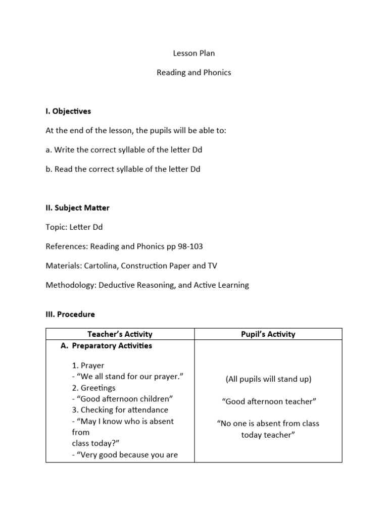 Letter D Lesson Plan for Kids | PDF | Letter Case | Lesson Plan