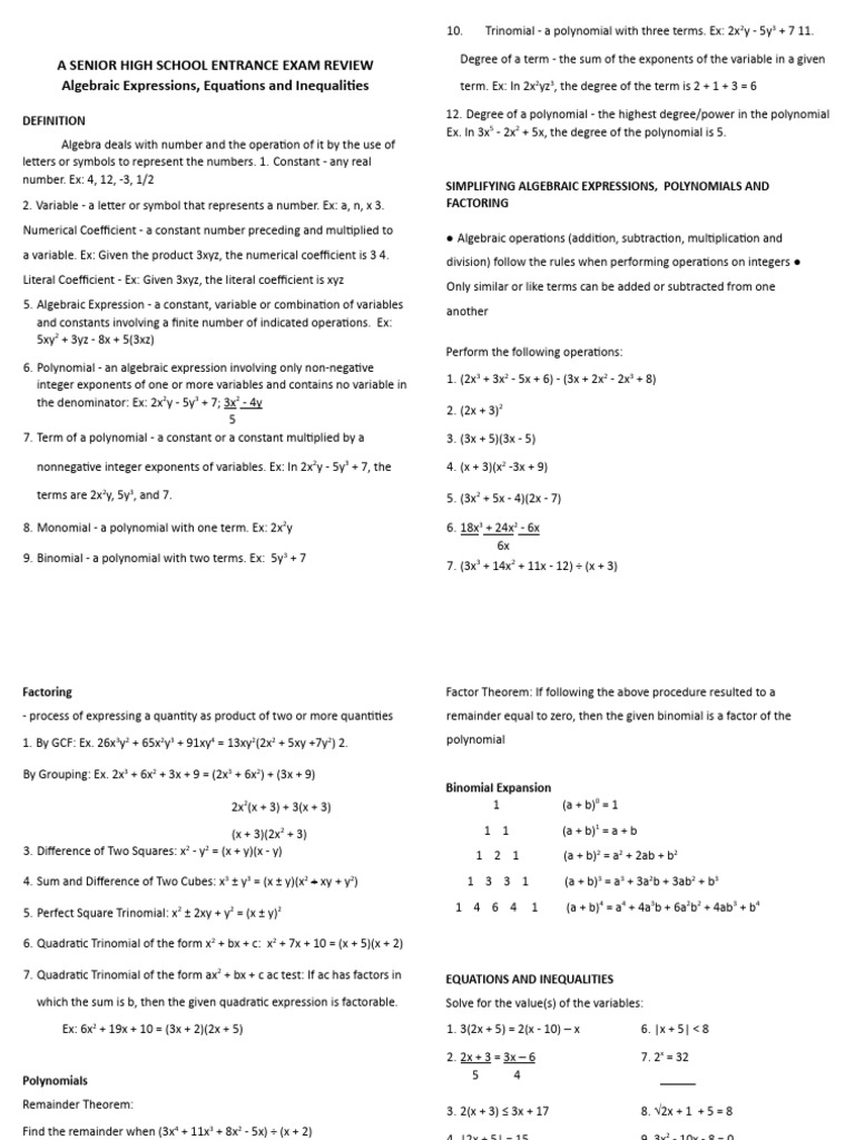 Math 3 | PDF | Polynomial | Factorization