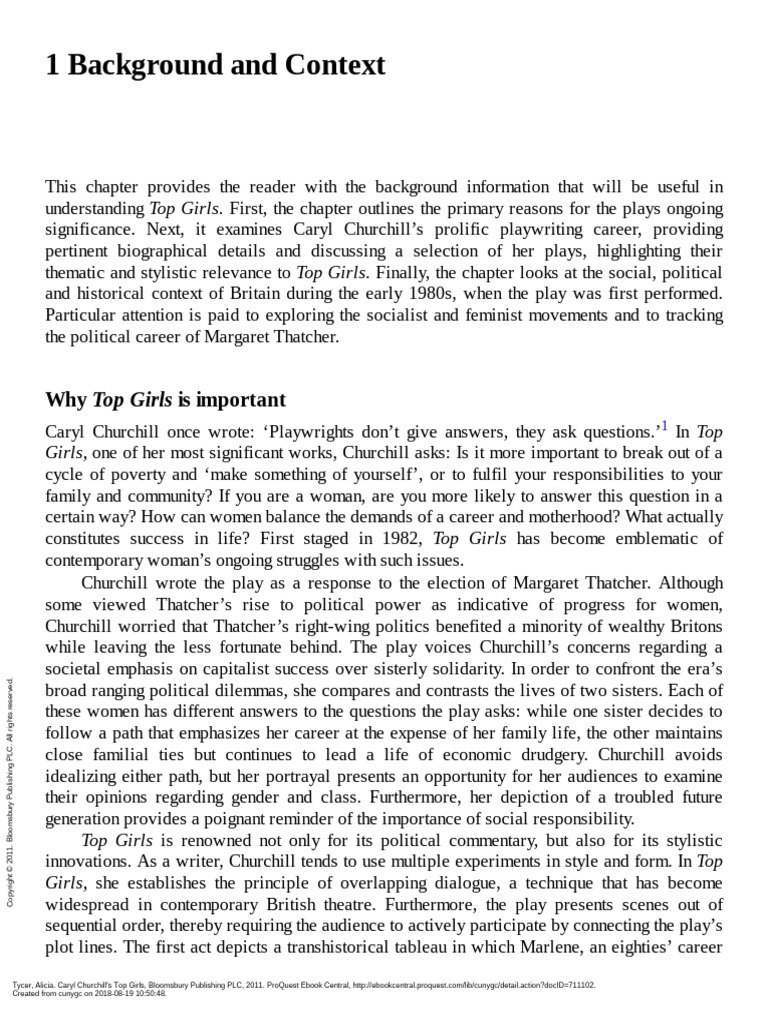 Caryl Churchill's Top Girls - (Chapter 1) | PDF | Feminism | Gender Studies