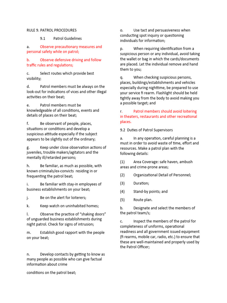 Patrol Procedures and Guidelines | PDF | Police | Traffic