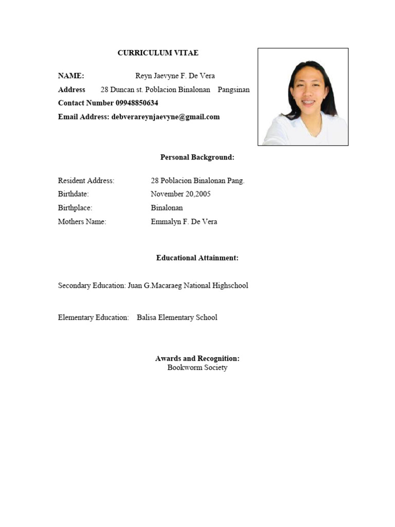 High School Student CV | PDF