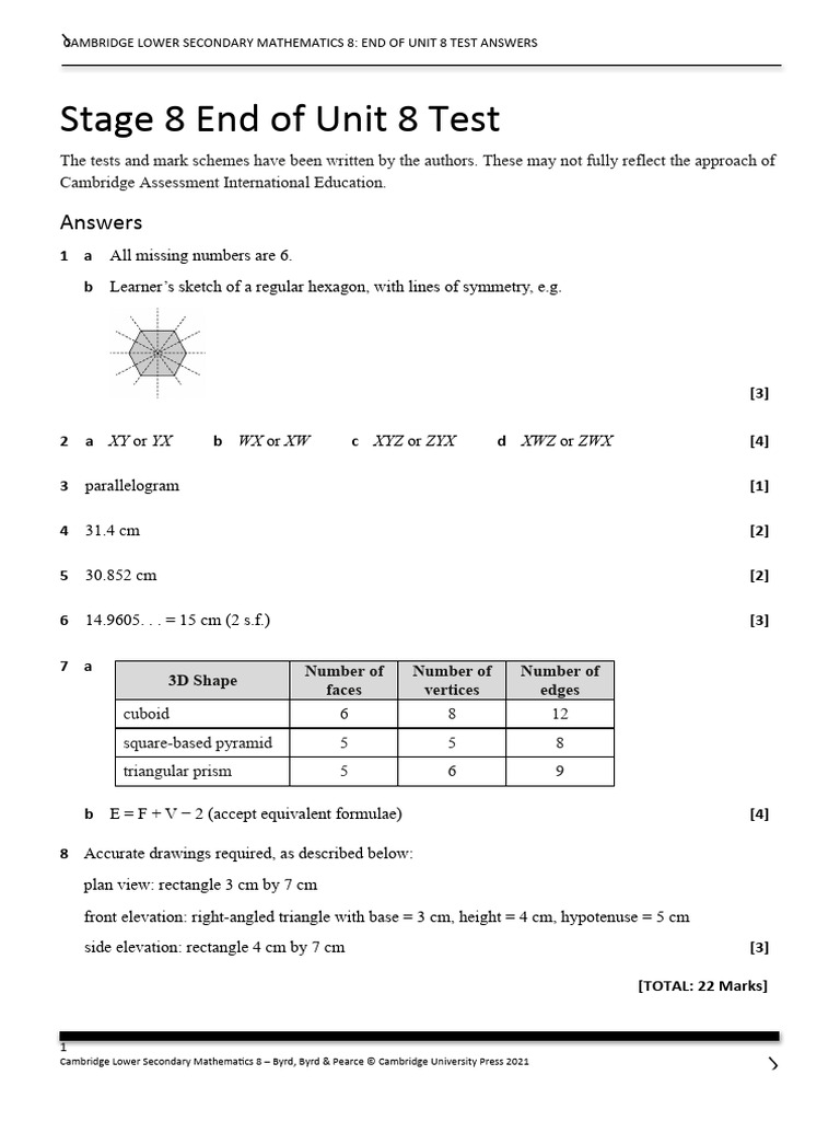 End of Unit 8 Test Answers | PDF