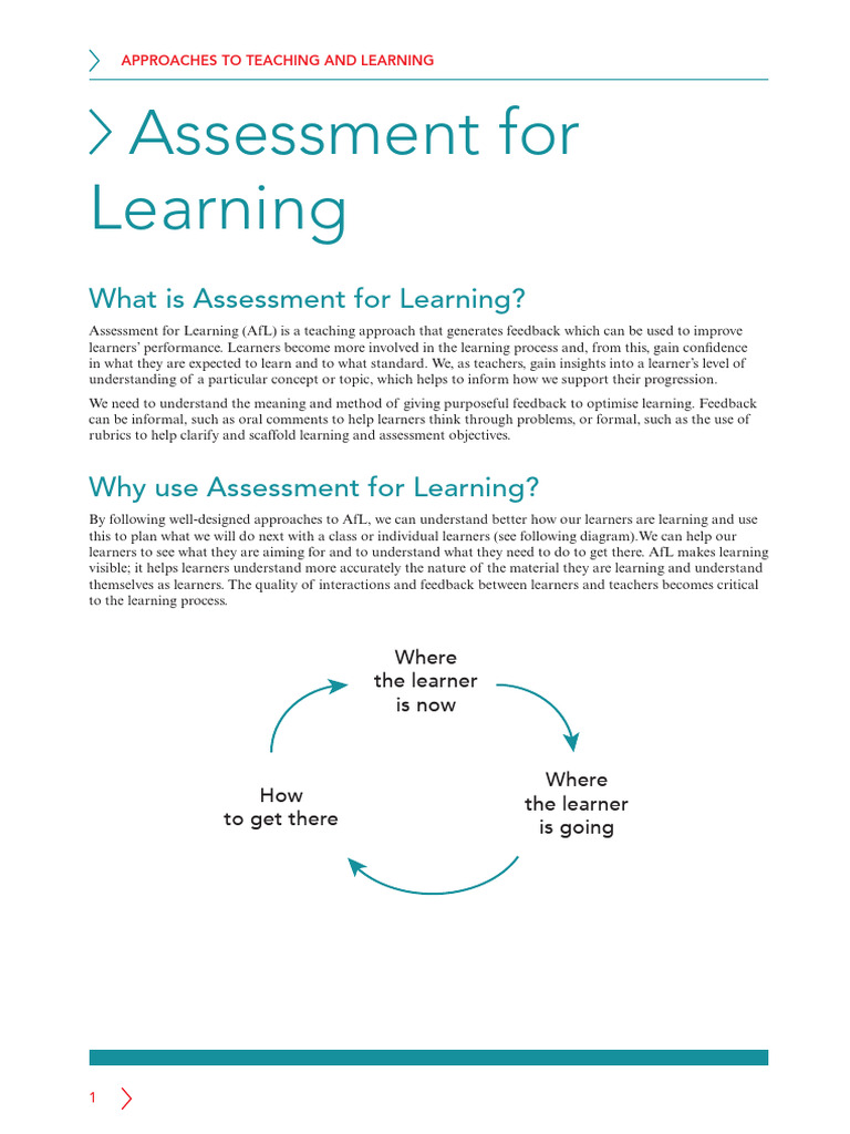 Assessment For Learning | PDF | Educational Assessment | Learning