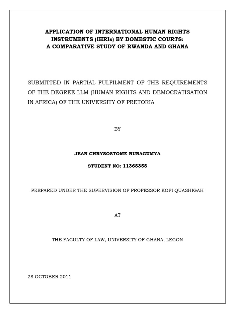 APPLICATION OF INTERNATIONAL HUMAN RIGHTS Instruments in Domestic ...
