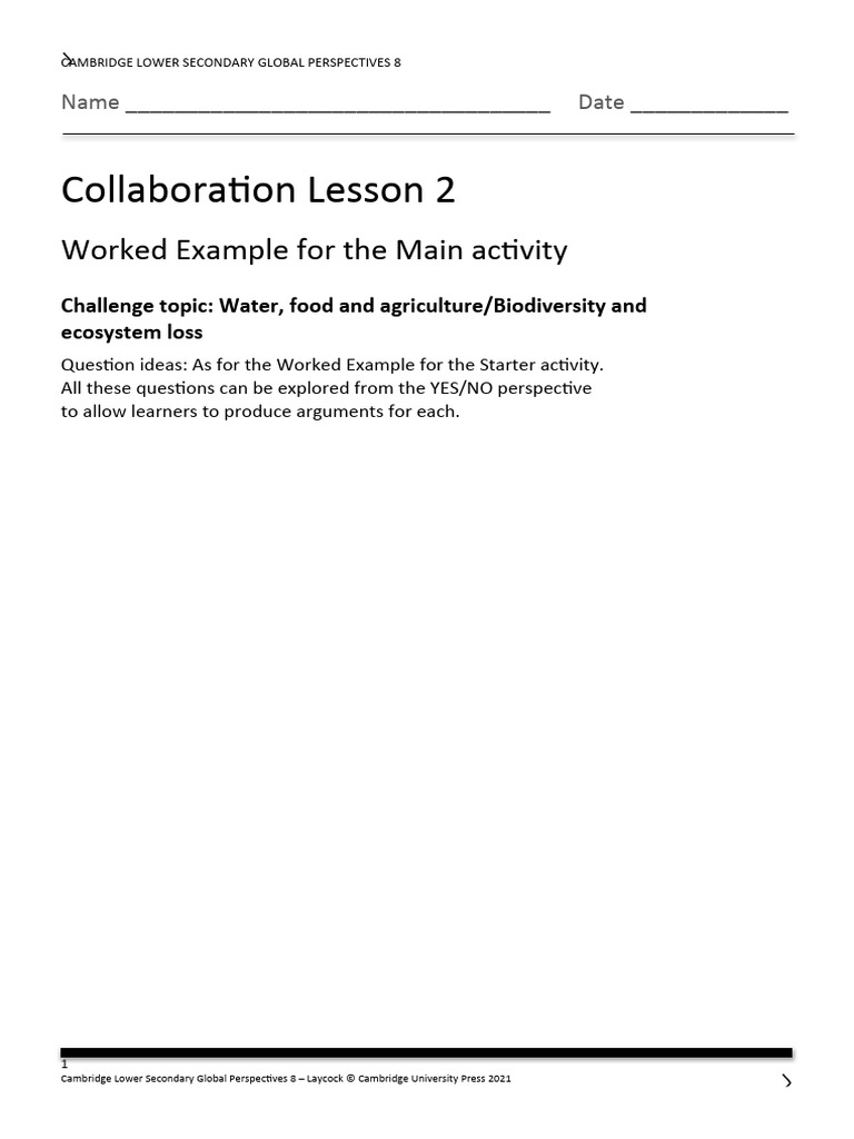 Collaboration Lesson 2 Worked Example For The Main Activity | PDF ...