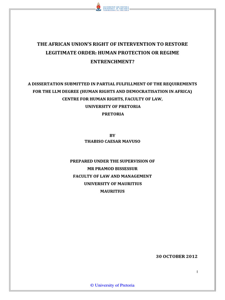 The AU Right of Intervention To Restore Legitimate Order | PDF ...