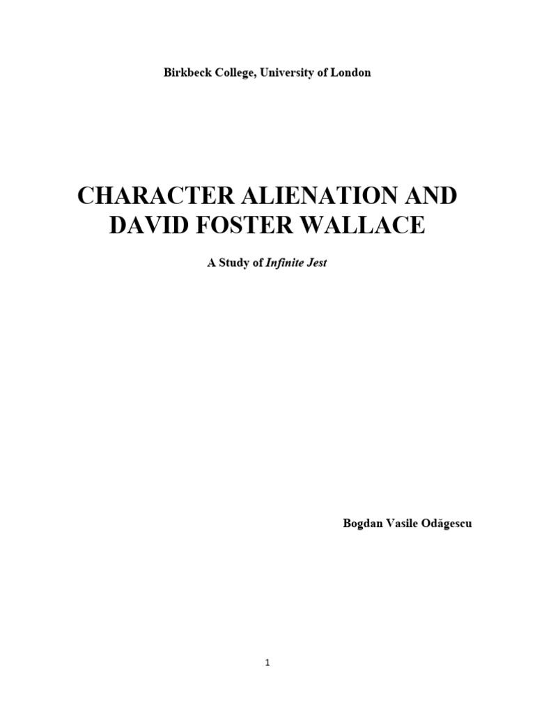 Character Alienation in Infinite Jest (Essay) | PDF | Modernism