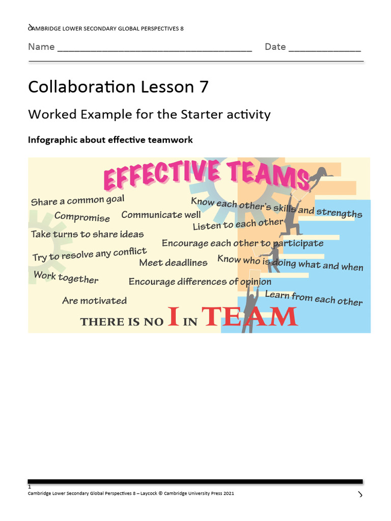 Collaboration Lesson 7 Worked Example For The Starter Activity | PDF