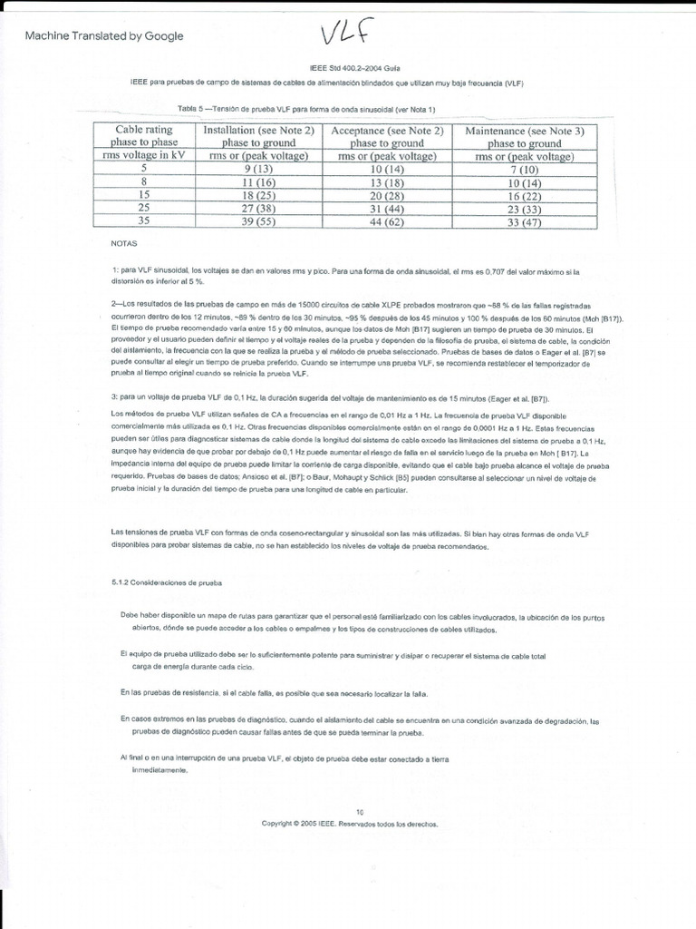 Cuadro de Voltajes Aplicados VLF ESPAÑOL | PDF