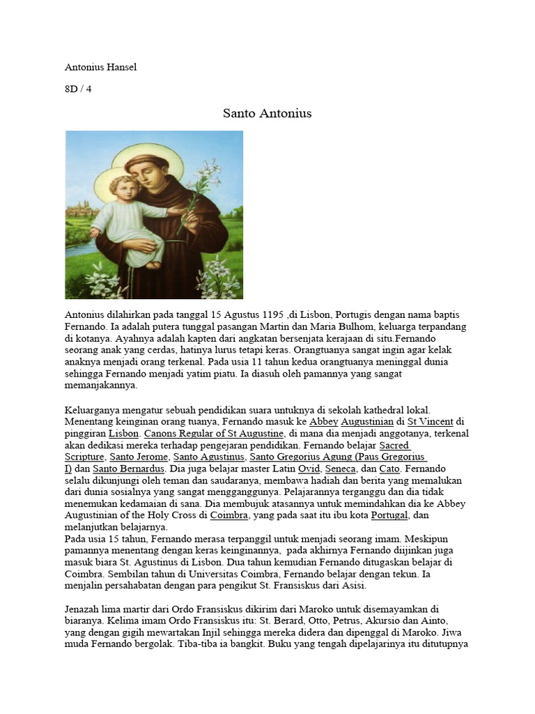 Santo Antonius | PDF