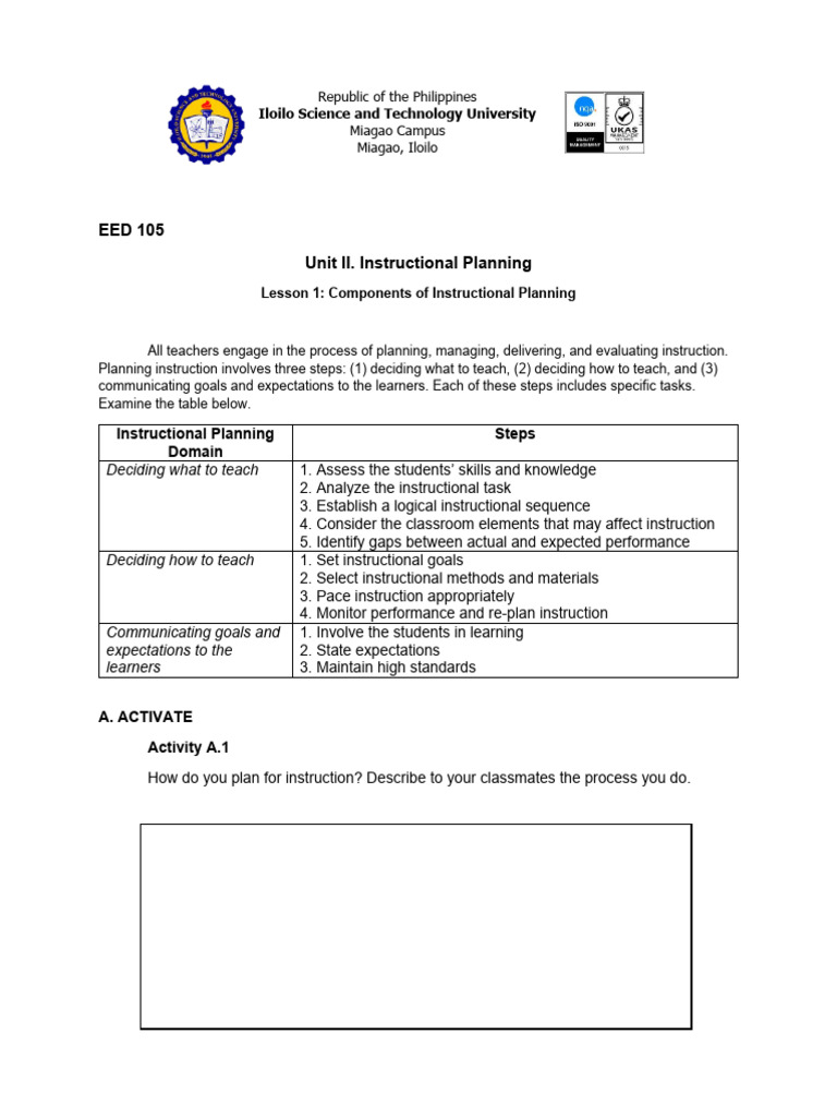 EED 105 Unit 2 | PDF | Learning | Educational Assessment