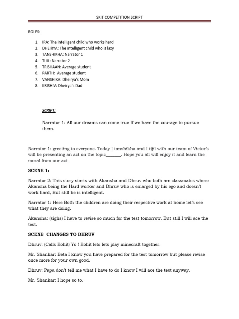 Skit Competition Script | PDF