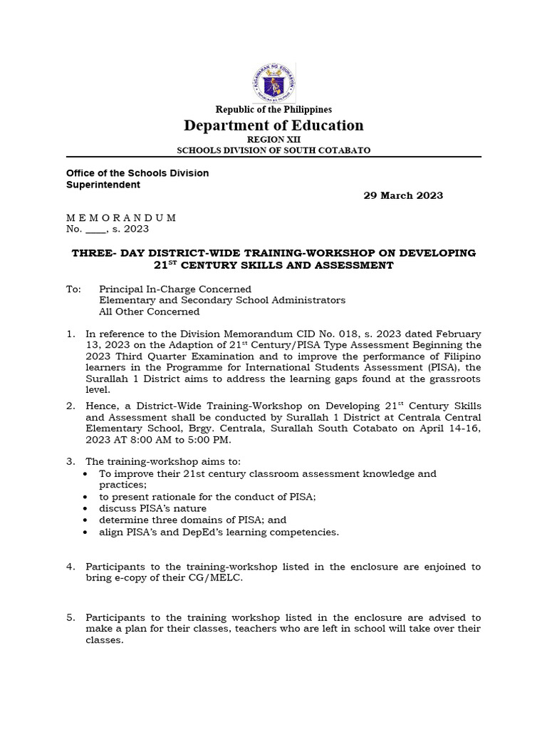 21st CENTURY SKILLS MEMORANDUM | PDF | Programme For International ...