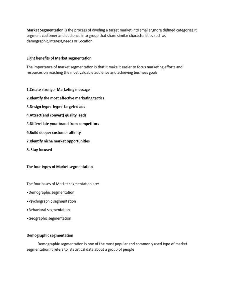 Market Segmentation | PDF | Market Segmentation | Marketing