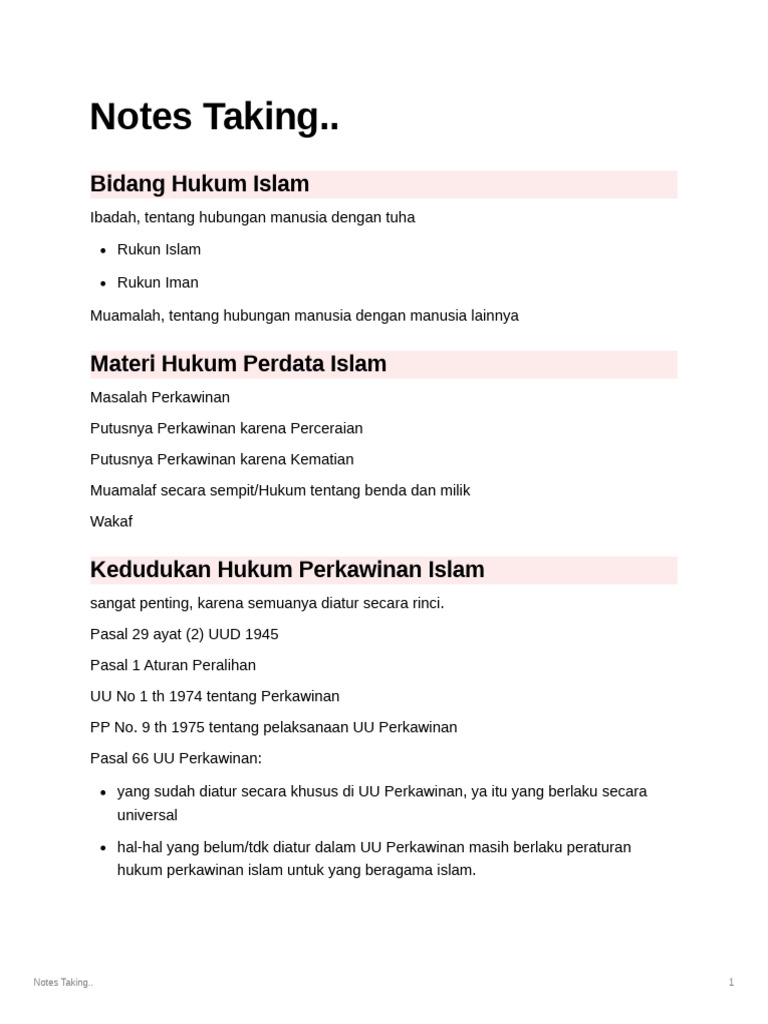 Catatan Perdata Islam - Perkawinan Islam | PDF