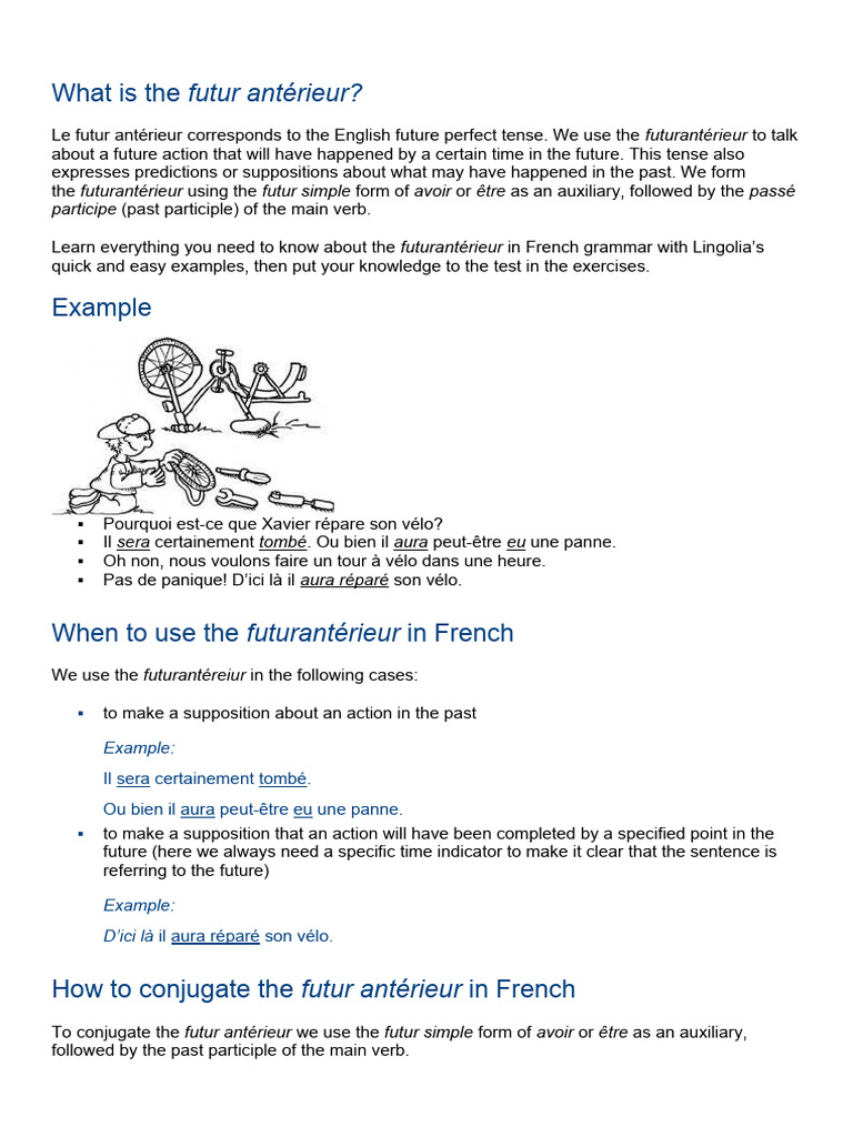 Futur Anterieur | PDF | Linguistics | Grammar