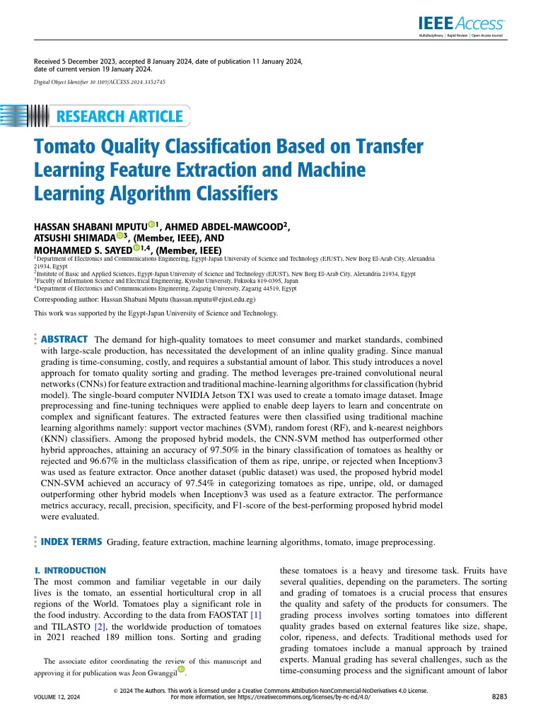 Tomato Quality Classification Based On Transfer Learning Feature ... Tomato Quality Classification Based On Transfer Learning Feature ...