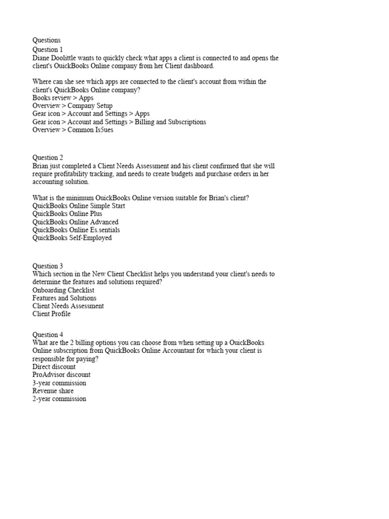 QBO Certificate Questions | PDF | Quick Books | Debits And Credits