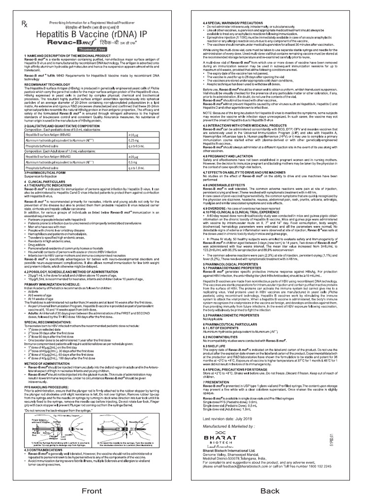 Revac B MCF Package Insert | PDF