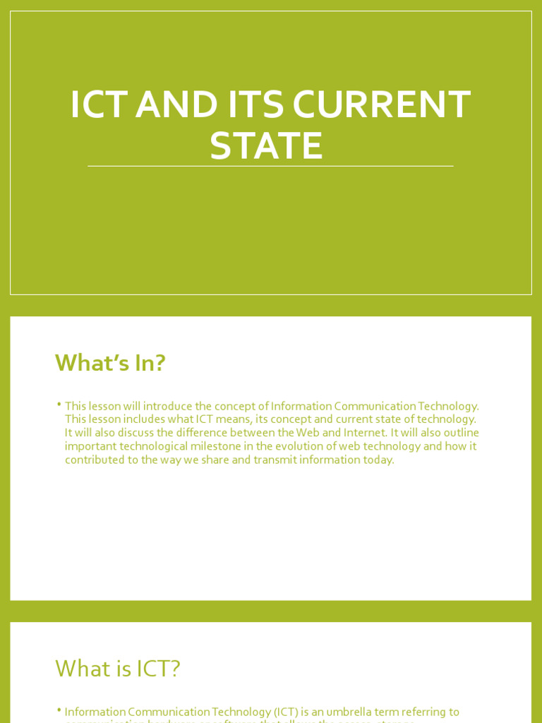ICT and Its Current State | PDF | World Wide Web | Internet & Web