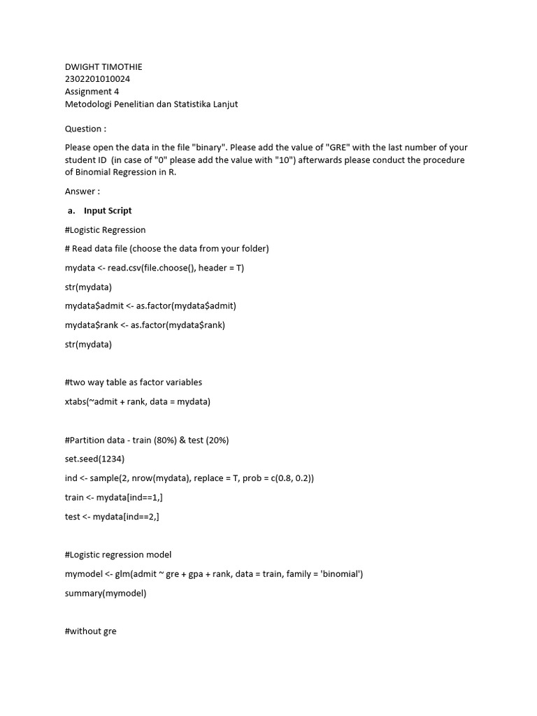 Binomial Regression Analysis in R | PDF | Errors And Residuals ...