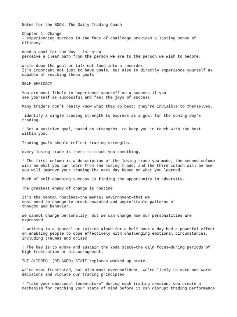 Book Notes - The Daily Trading Coach | PDF | Goal | Psychological Trauma