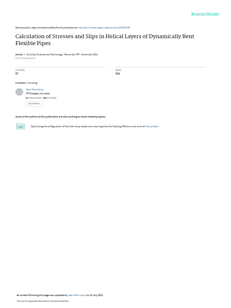 Calculation of Stresses and Slips in Helical Layers of Dynamically Bent ... Calculation of Stresses and Slips in Helical Layers of Dynamically Bent ...