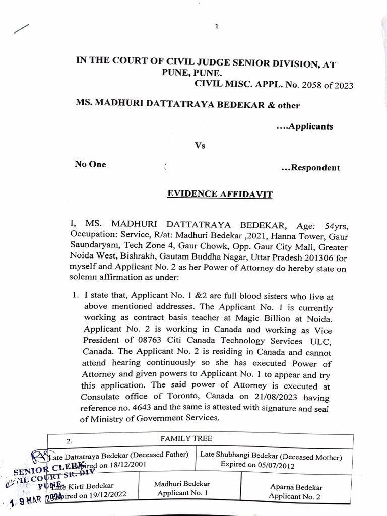 Evidence Affidavit | Download Free PDF | Affidavit | Inheritance