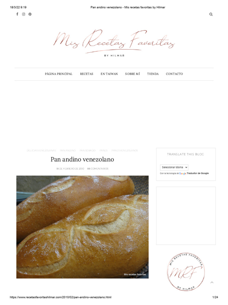 Pan Andino Venezolano - Mis Recetas Favoritas by Hilmar | PDF | Panes ...