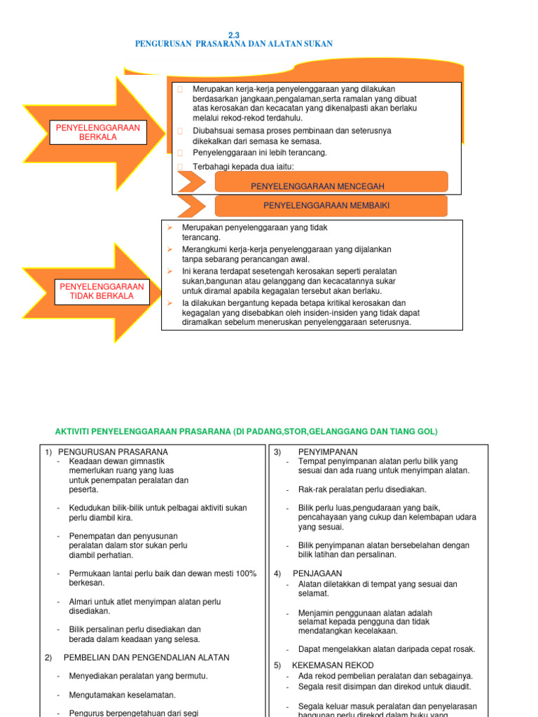 2.3 Pengurusan Prasarana Dan Alatan Sukan: Penyelenggaraan Berkala | PDF