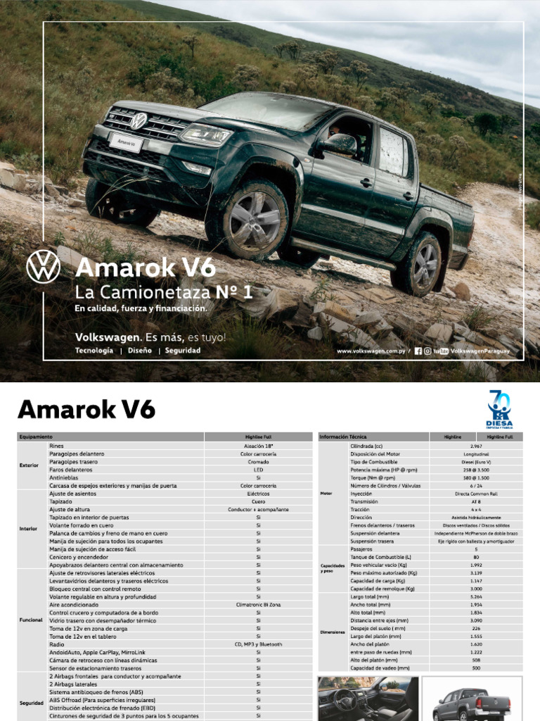 Ficha Tecnica - Amarok V6 | PDF