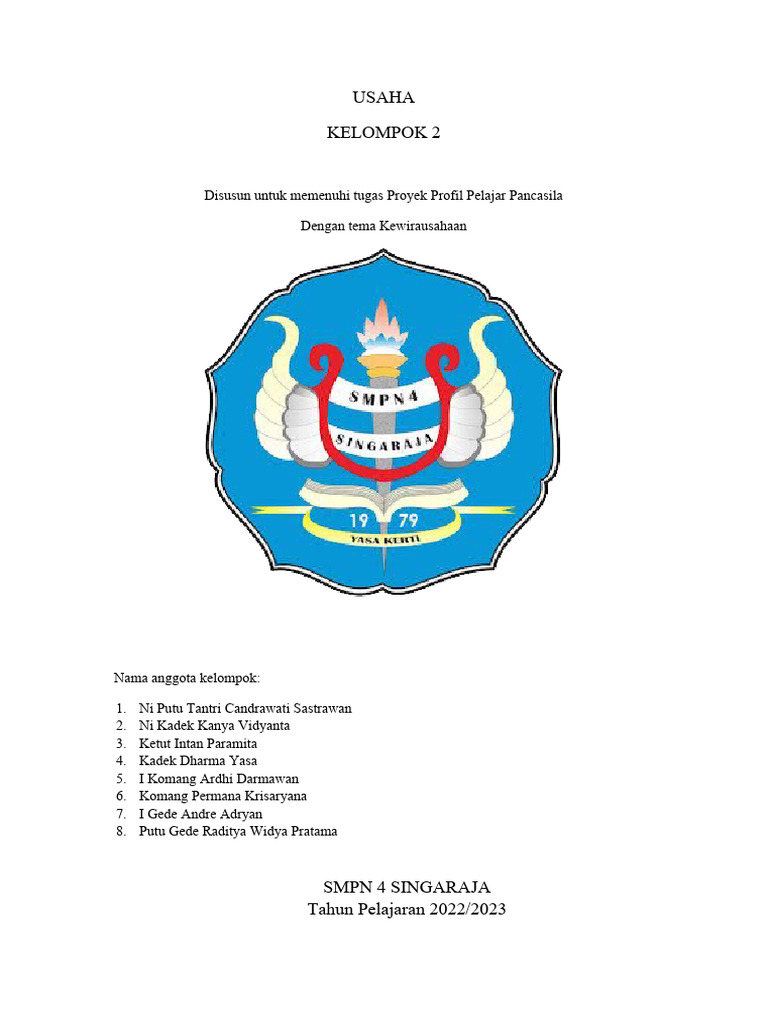 Proposal Usaha Camilan Kreatif SMPN 4 | PDF