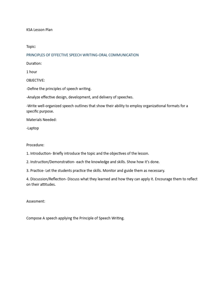 KSA Lesson Plan | PDF