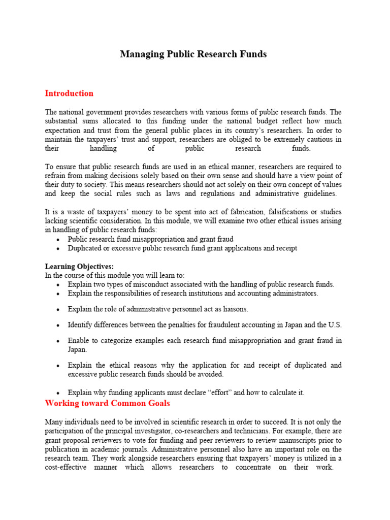 Managing Public Research Funds | PDF | Procurement | Corruption