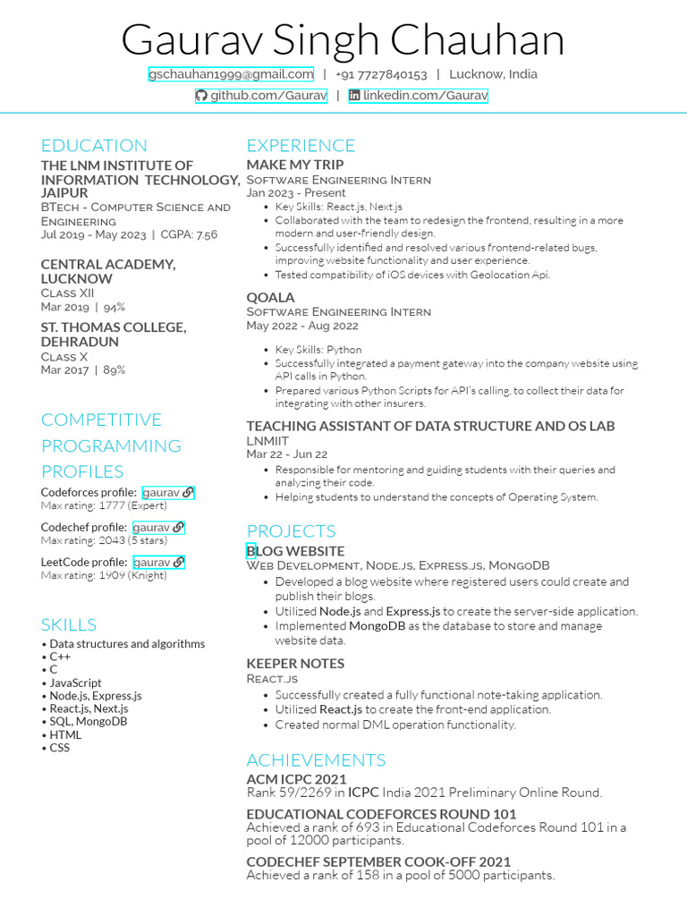 Gaurav Singh Chauhan: Education Experience | PDF | Computer Engineering | Software Development