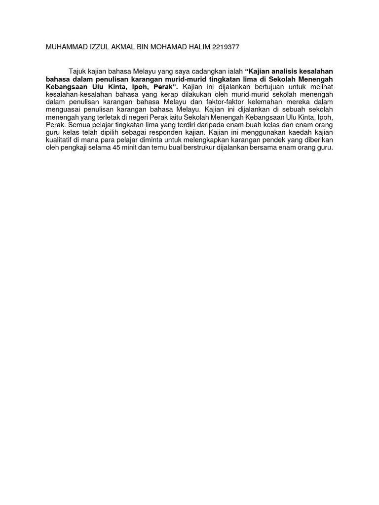 Muhammad Izzul Akmal Bin Mohamad Halim 2219377 Kuiz Penyelidikan | PDF