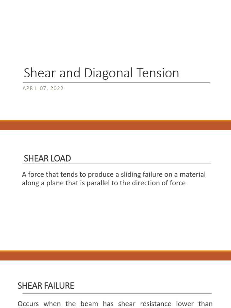 Shear and Diagonal Tension | PDF | Beam (Structure) | Shear Stress