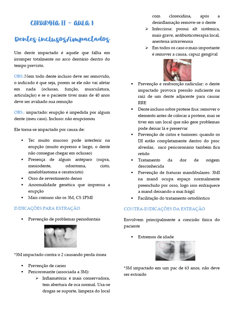 Cirurgia - Dentes Impac | PDF | Dente humano