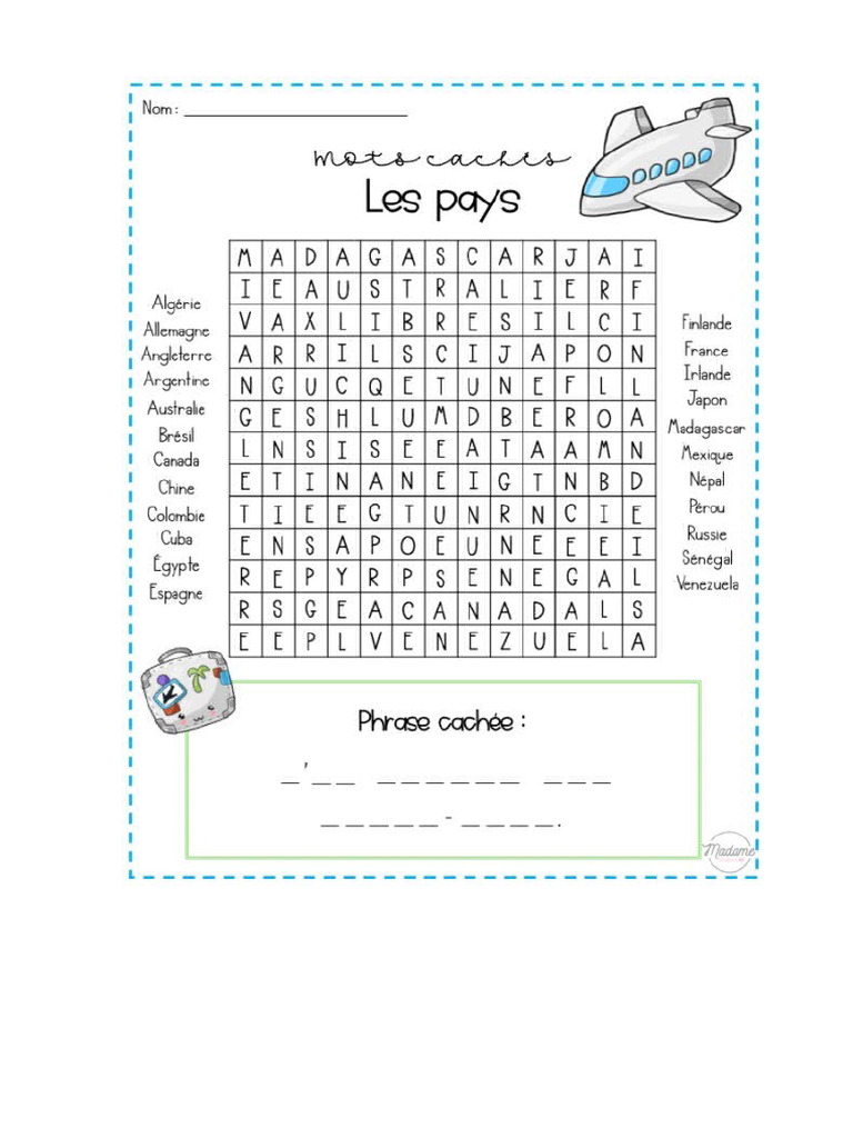 Jeu de Mots Caches Pays | PDF