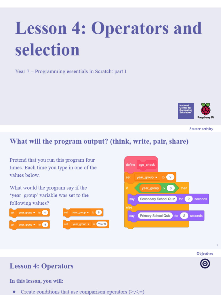 L4 Slides Programming Essentials in Scratch Part I Y7 | PDF | Computer Programming | Software ...